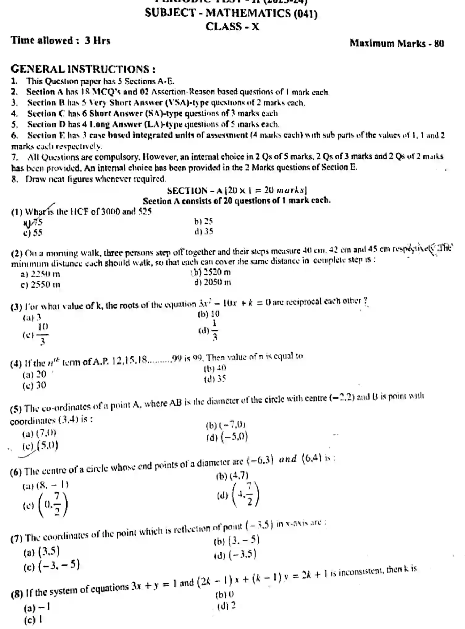 Class 10 2024 PRE-BOARD PERIODIC-TEST-2-MATHEMATICS-291123 CBSE ...