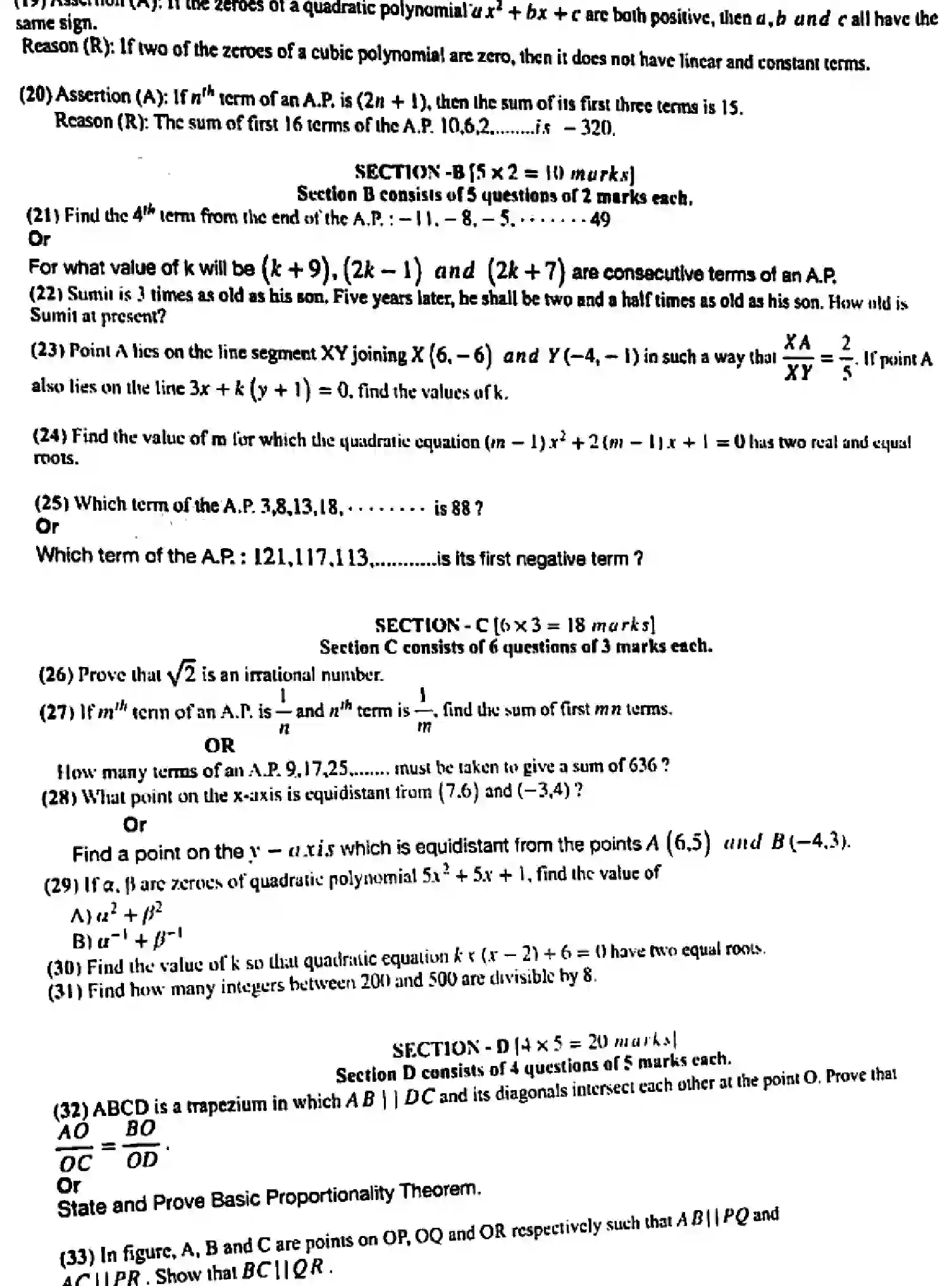 Class 10 2024 PRE-BOARD PERIODIC-TEST-2-MATHEMATICS-291123 CBSE ...